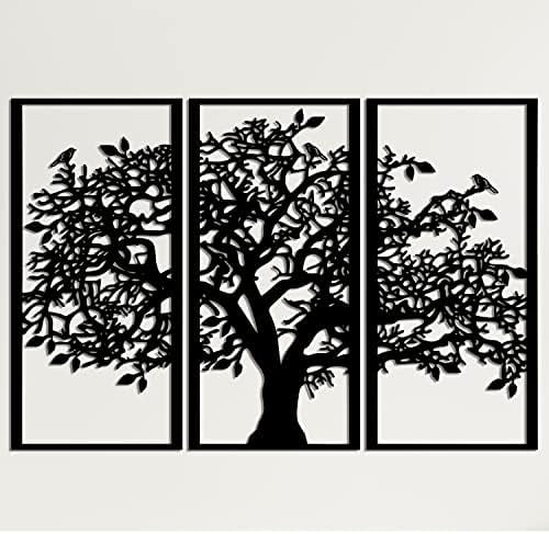3 Panels Family Tree, Metal Wall Decor, Tree of Life Metal Wall Art ...