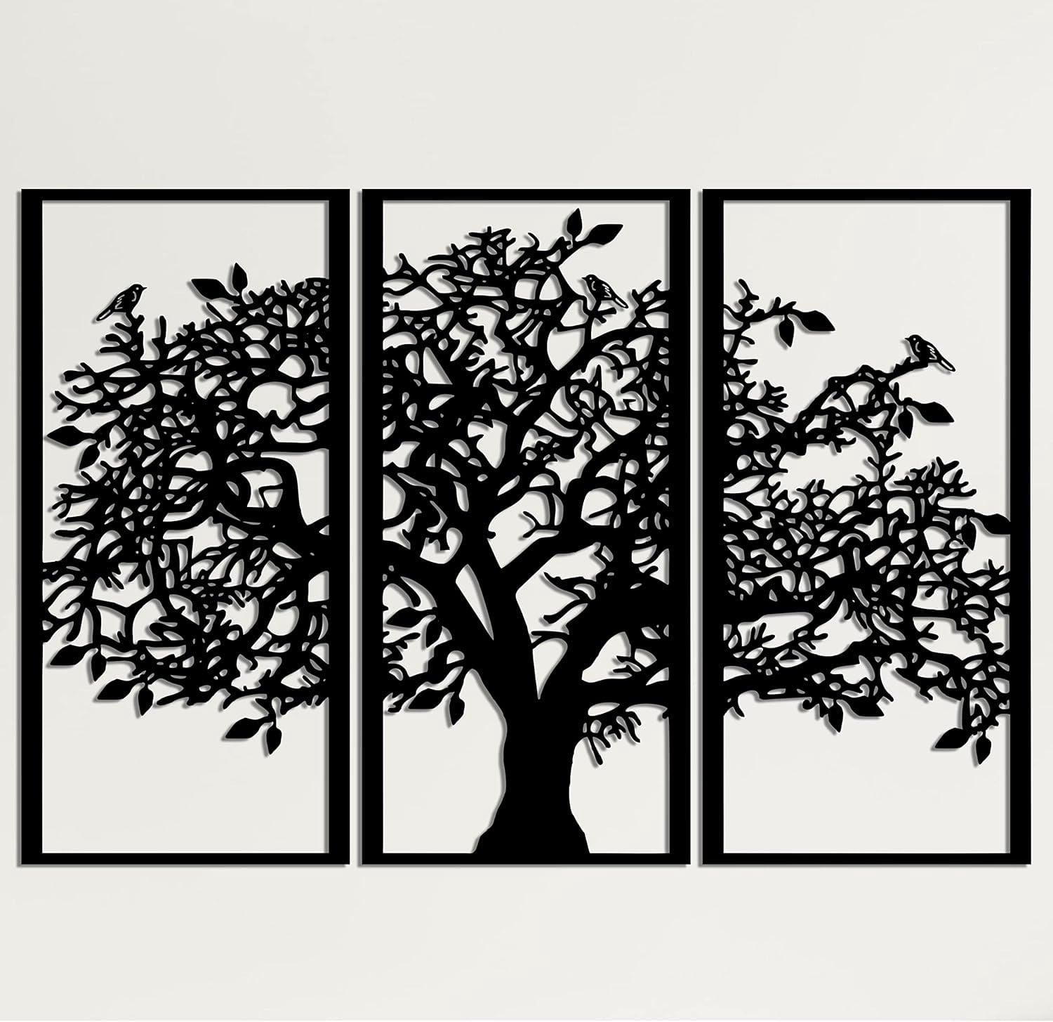 3 Panels Family Tree, Metal Wall Decor, Tree of Life Metal Wall Art ...