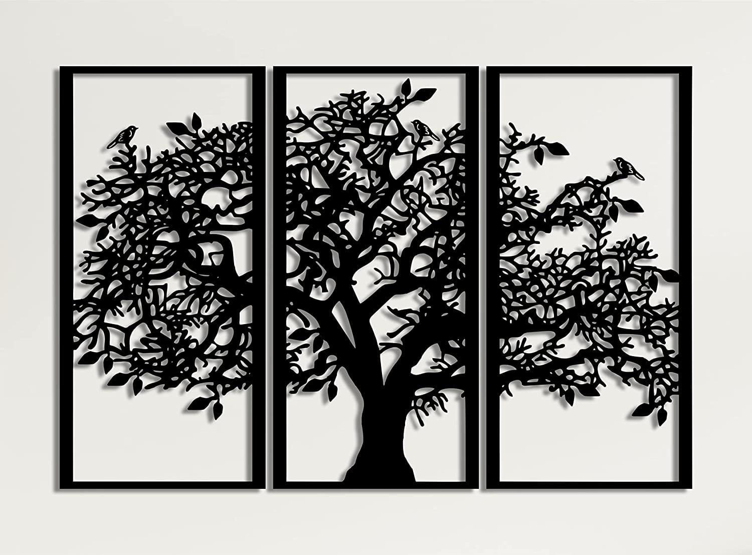 3 Panels Family Tree Metal Wall Decor Tree of Life Metal Wall Art, Home ...