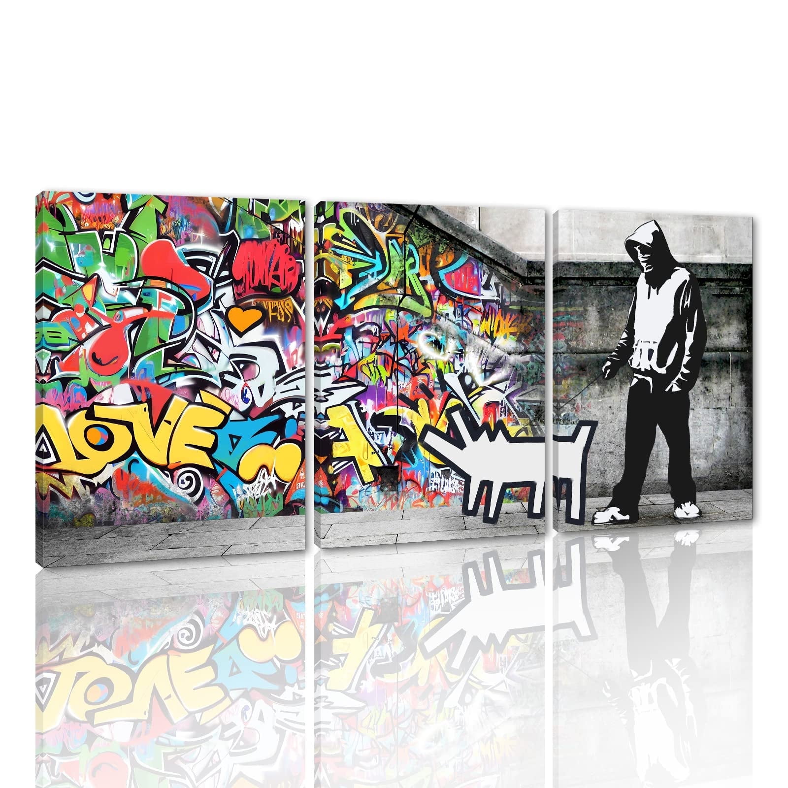 3 Panels Graffiti Canvas Wall Art Modern Street Pop Graffiti Posters ...