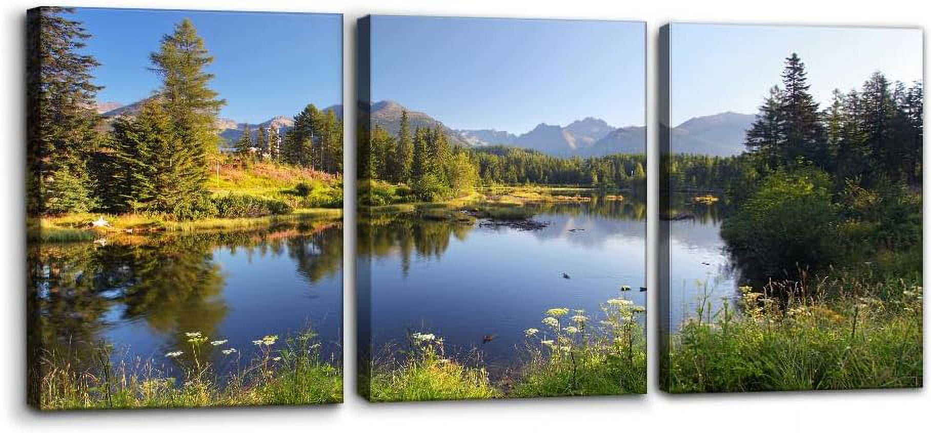 3 Panels Nature Landscape Canvas Art Prints Mountain and Lake in ...