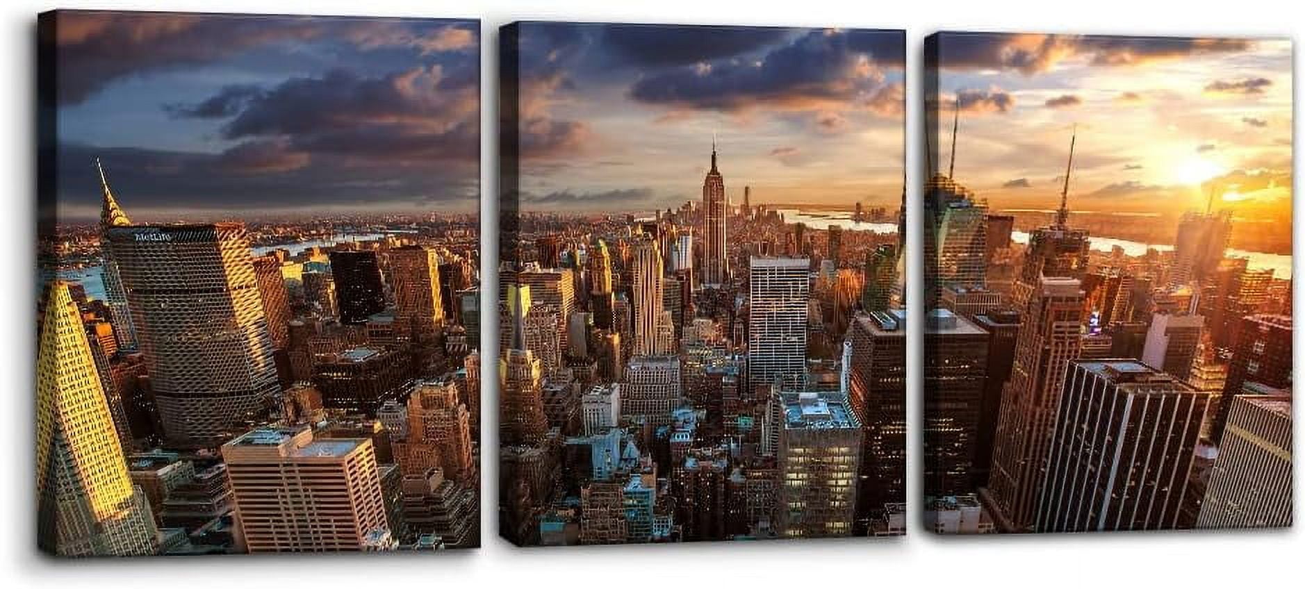 3 Panels New York City Wall Art Decor Skyline of US Canvas Pictures ...