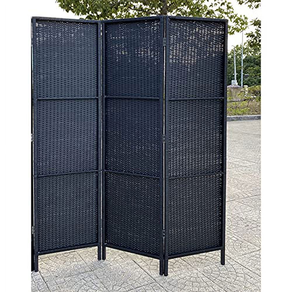 3 Panels Patio Outdoor Privacy Screen Room Divider Partition Black ...