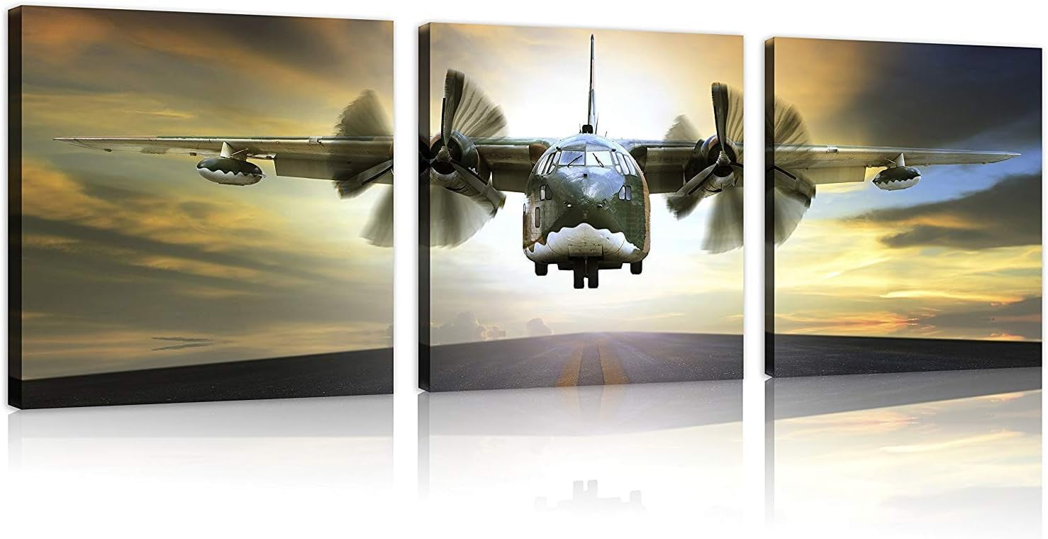 3 Panels Plane Picture Aviation Art Airplane Decor Vintage Airplane at ...