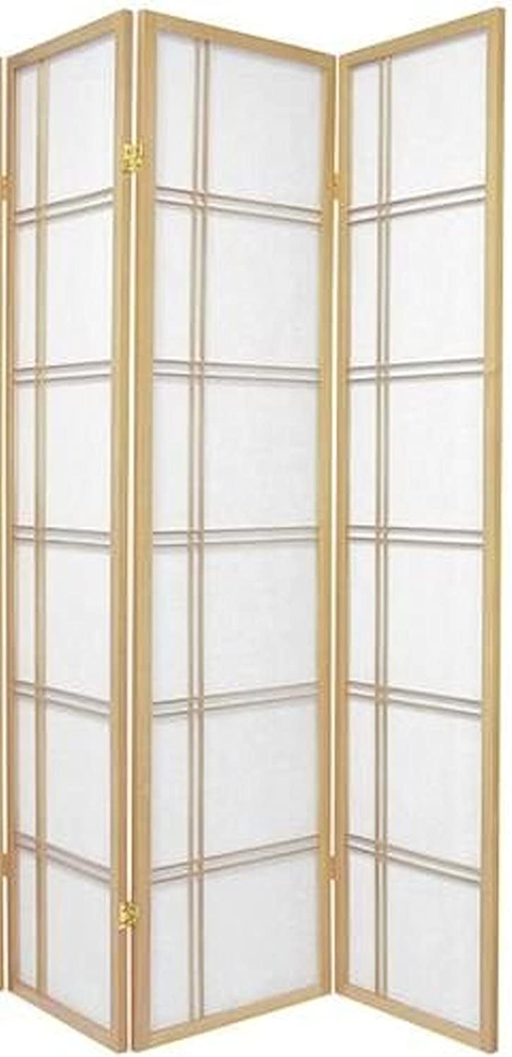 3 Panels Room Divider Privacy Screen Shoji Style Cherry Color Lattice ...