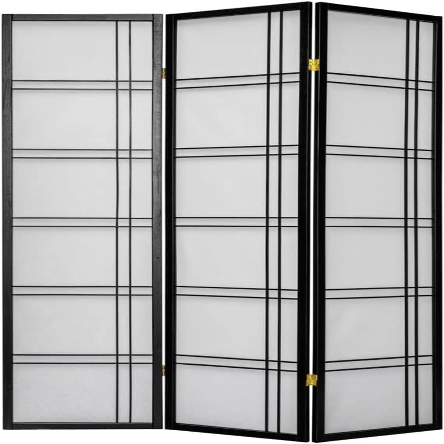 3 Panels Room Divider Privacy Screen Shoji Style Finish Lattice Design ...