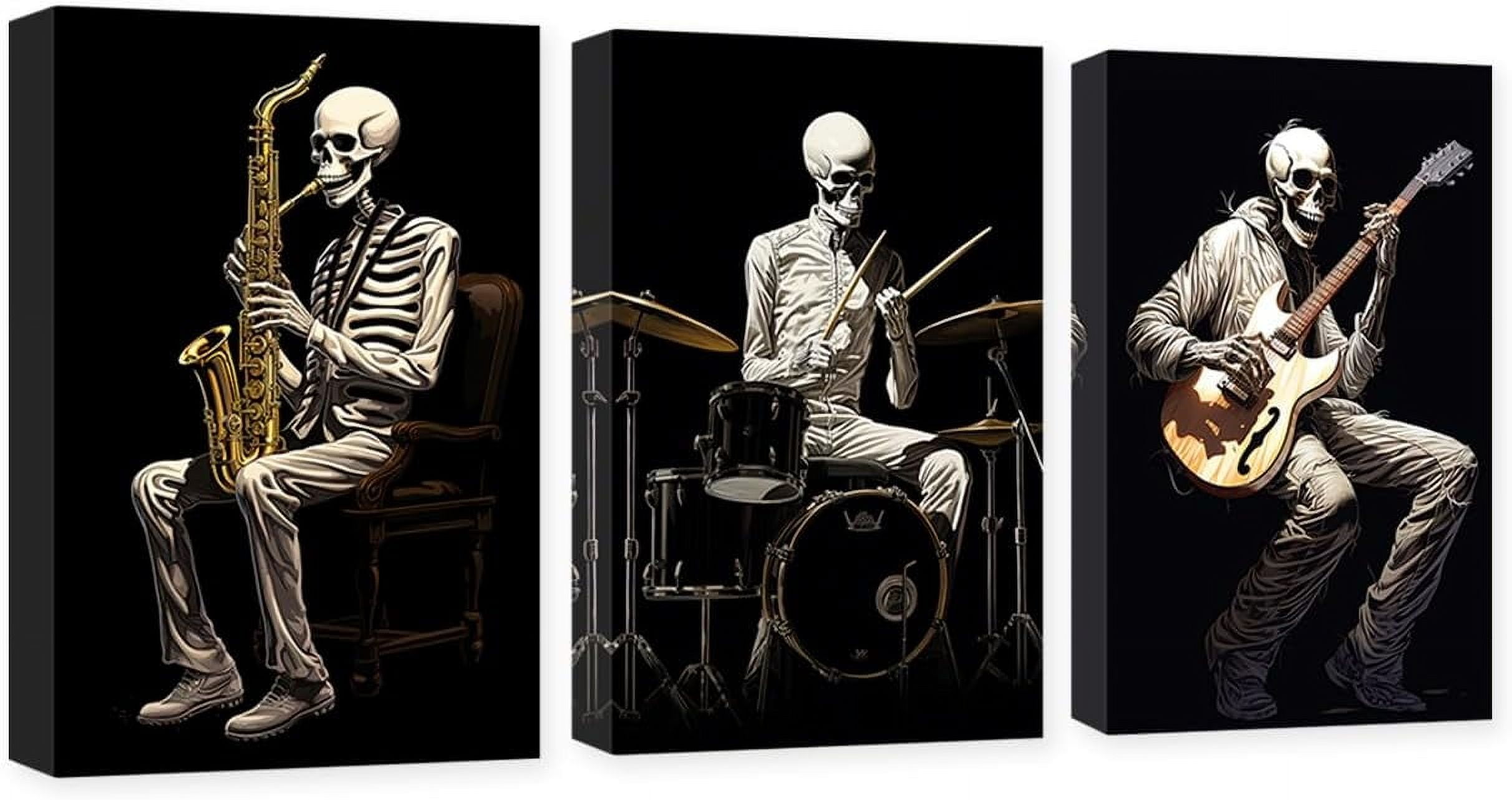 3 Panels Skull Canvas Wall Art Skeleton Pictures Wall Decor Skull ...
