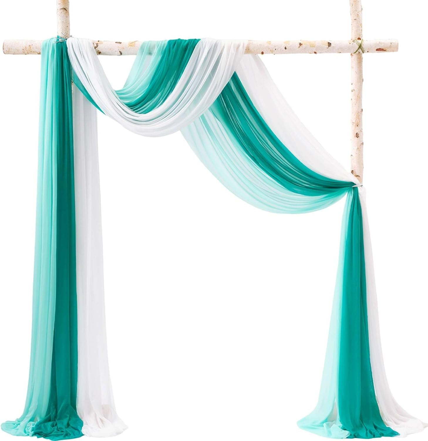 3 Panels Wedding Arch Draping Fabric, 30" x 20ft Dark Teal Chiffon ...