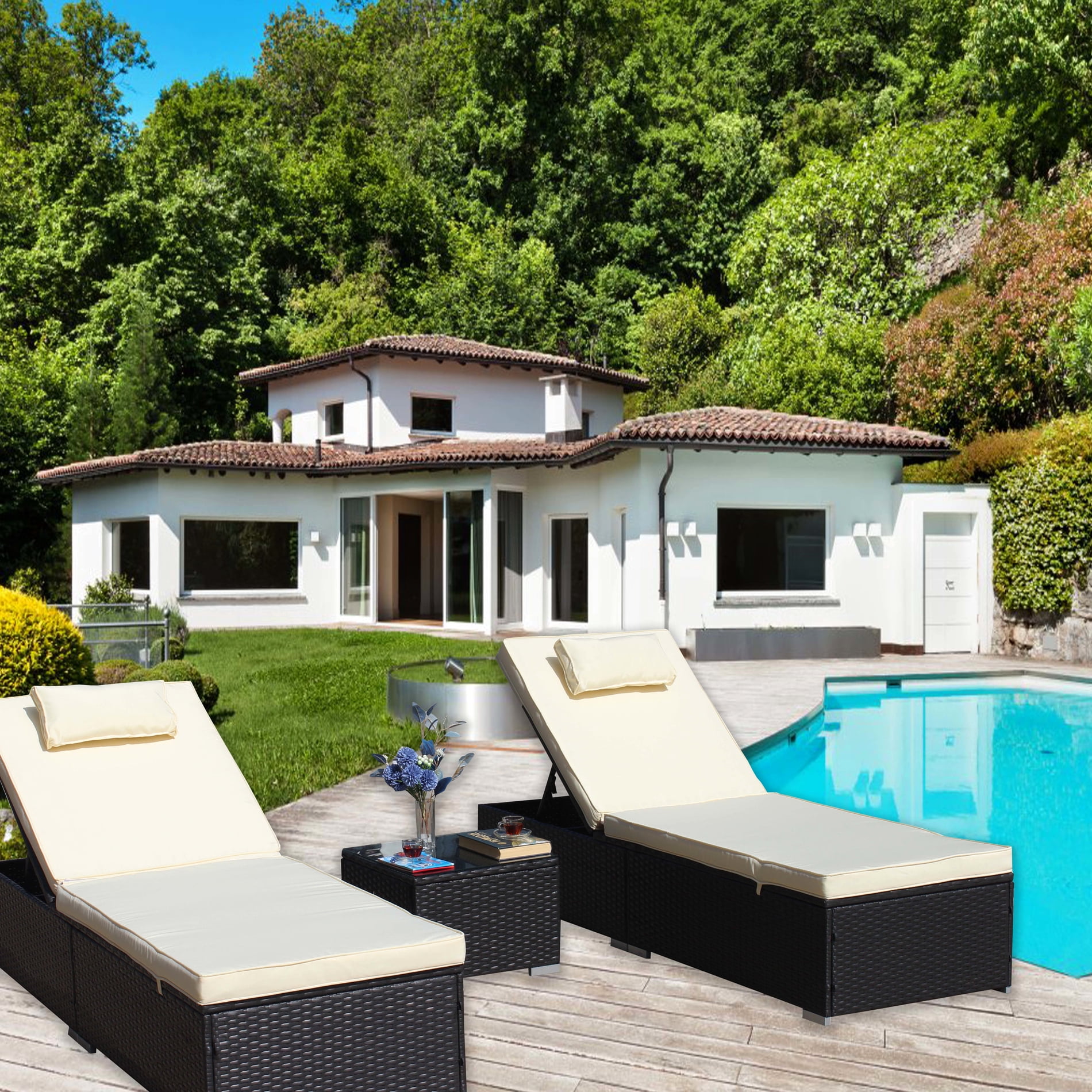 3 Patio Lounge Furniture: Chaise Lounges, Reclining Chairs, Cushioned ...