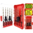 3 Pc #8 (11/64") Countersink Drill Bit Set with 6 Pc Replacement ...