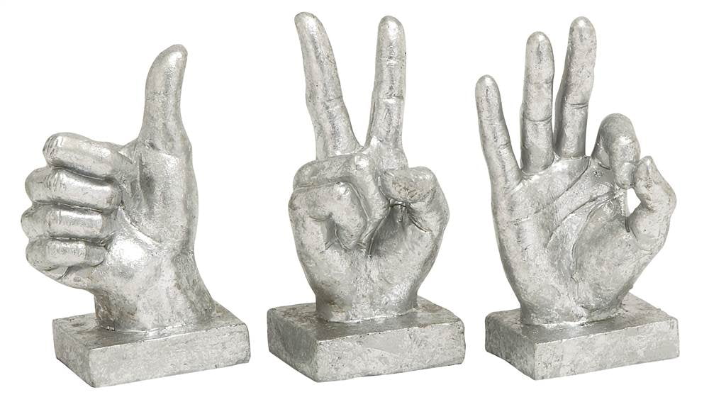 UMA Classy Polystone Silver Hand Signs (Set Of 3) - Walmart.com