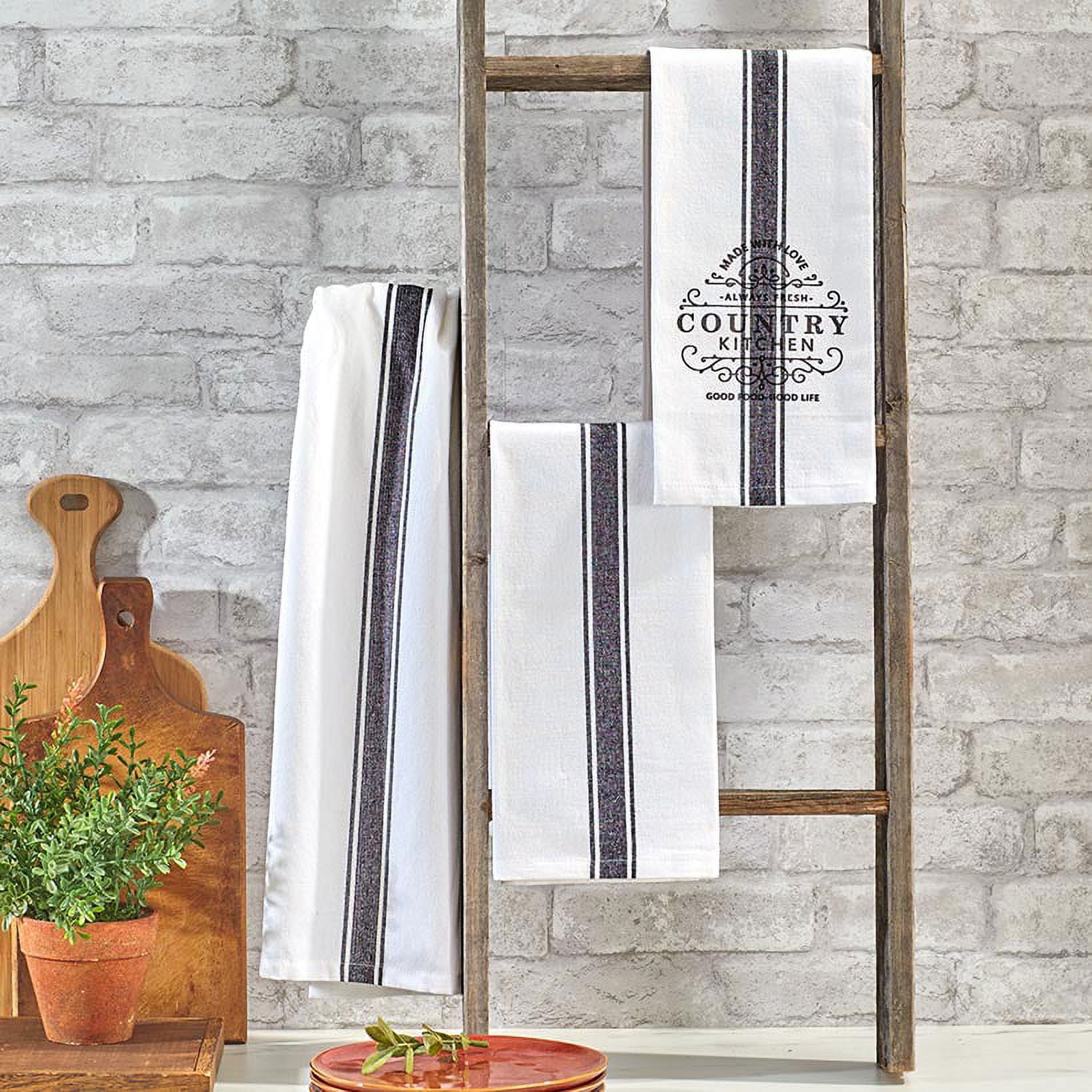 3-Pc. Country Kitchen Towel Sets - Black/White - Walmart.com