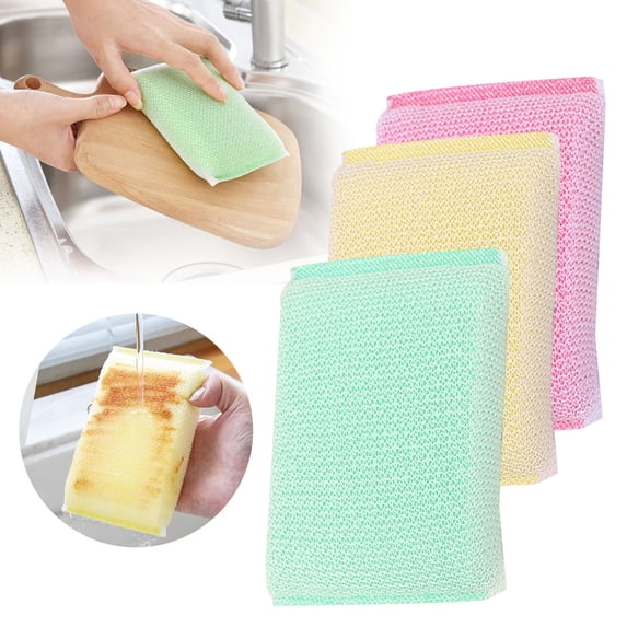 3 Pc Dish Sponge Cleaning Pad, Dish Scrubbers, Multi Surface Scratch ...