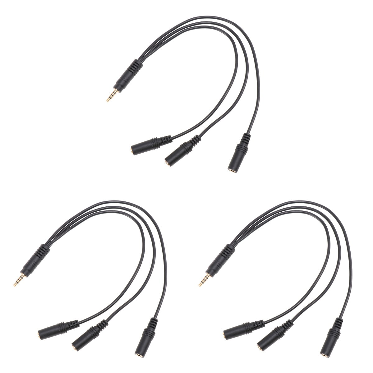3 Pc Headset Headphones Splitter Cable and Mic Headwear Dispenser ...