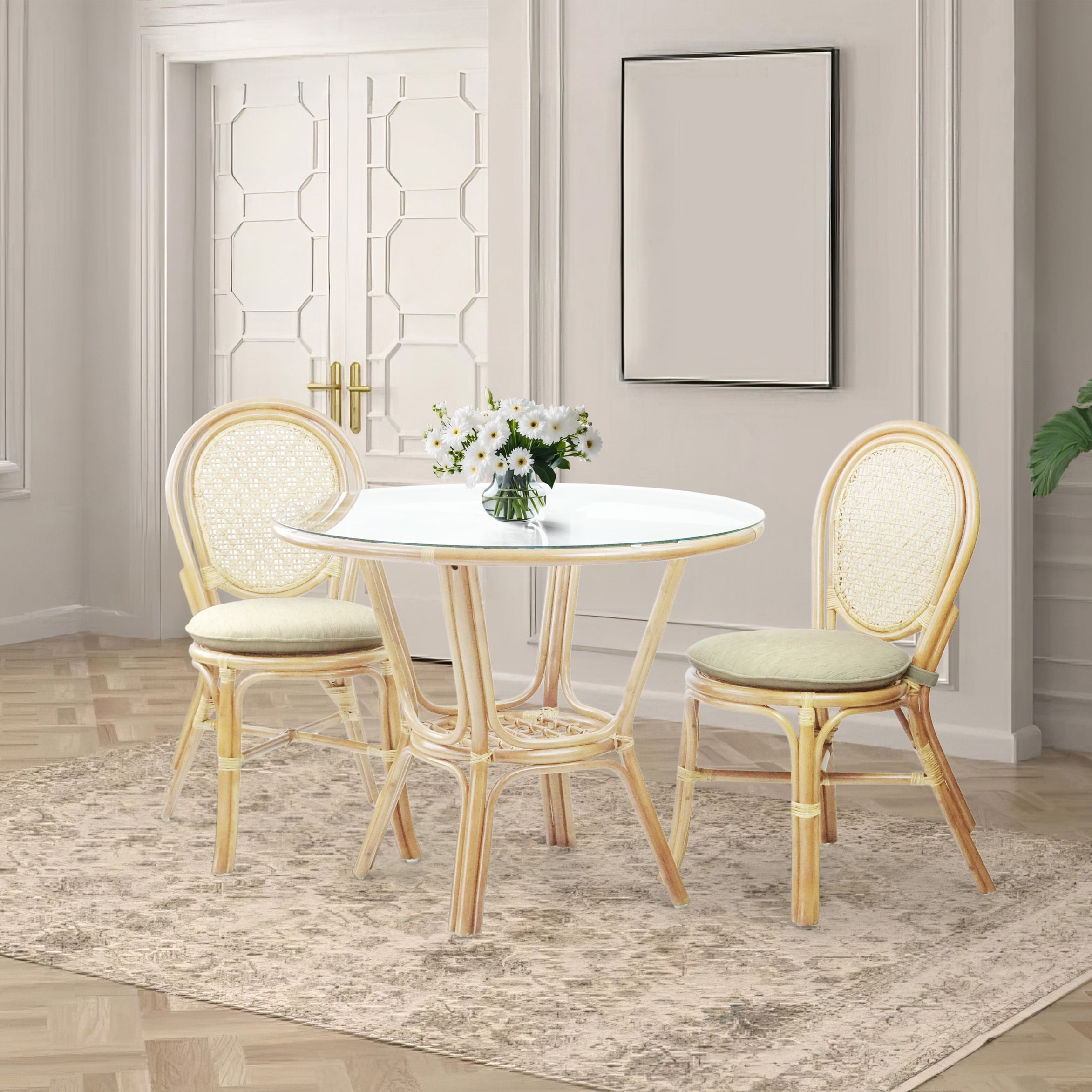 White wicker dining set store