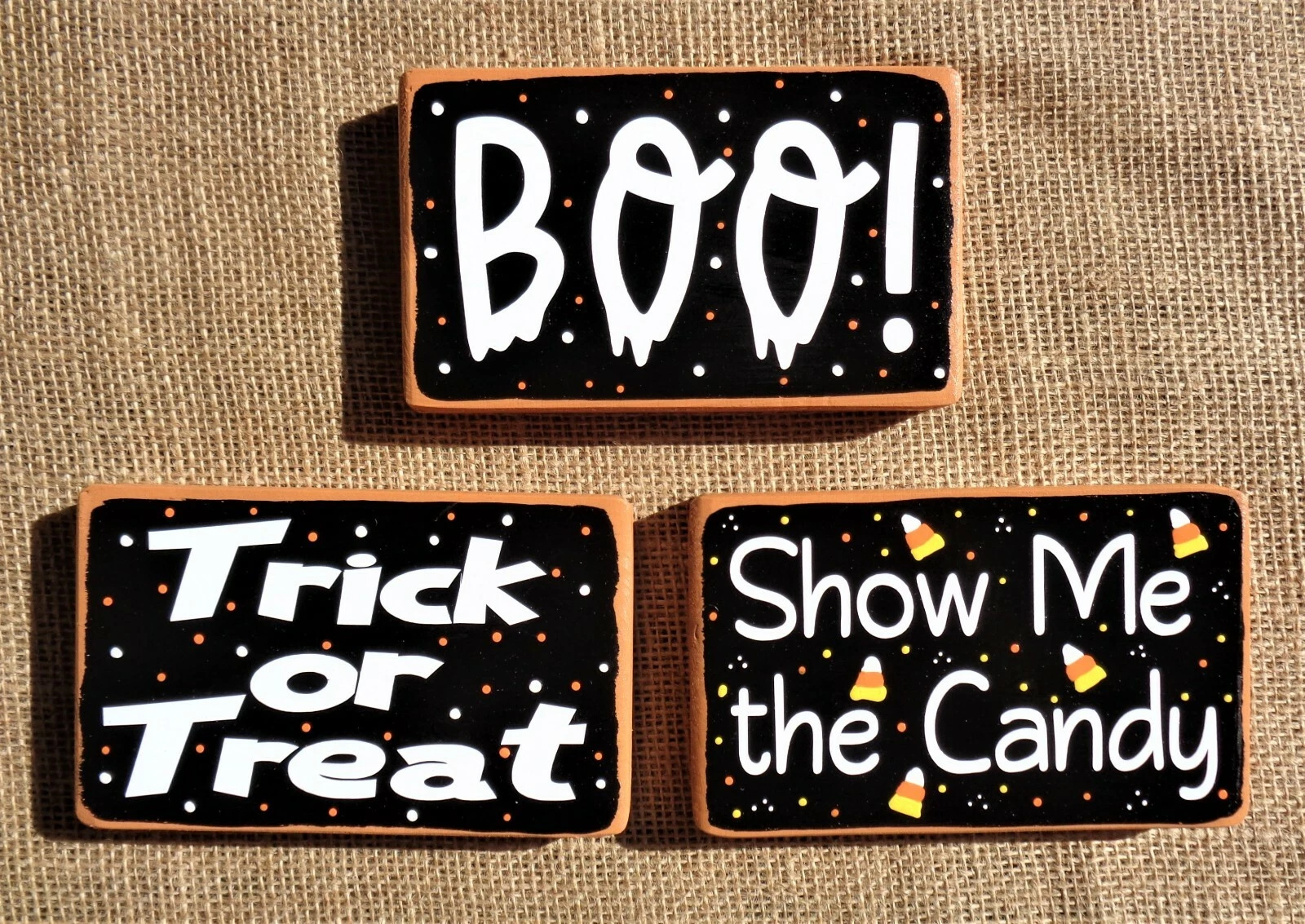3 Pc. Set Tiered Tray Mini Halloween Signs Shelf Sitter Vignette Self ...