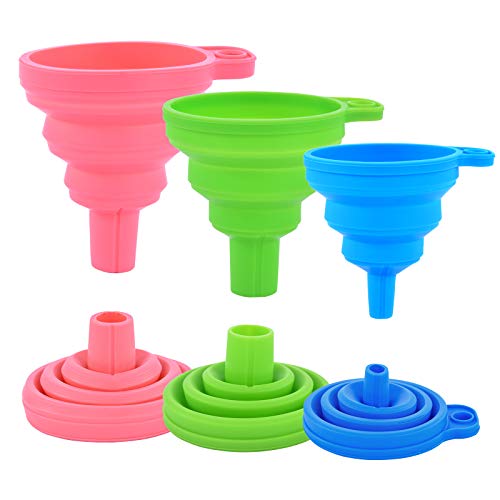 3-Pc Silicone Collapsible Funnel Set: Food-grade (small/large, flexible ...