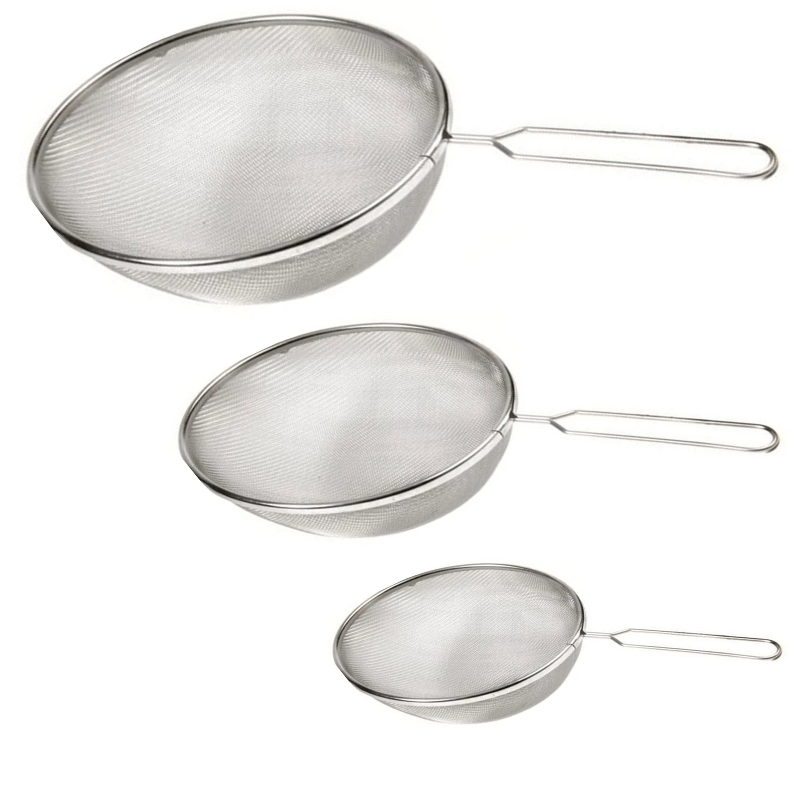3 Pc Strainer Handle Fine Mesh Colander Sieve Flour Sifter Kitchen Food ...