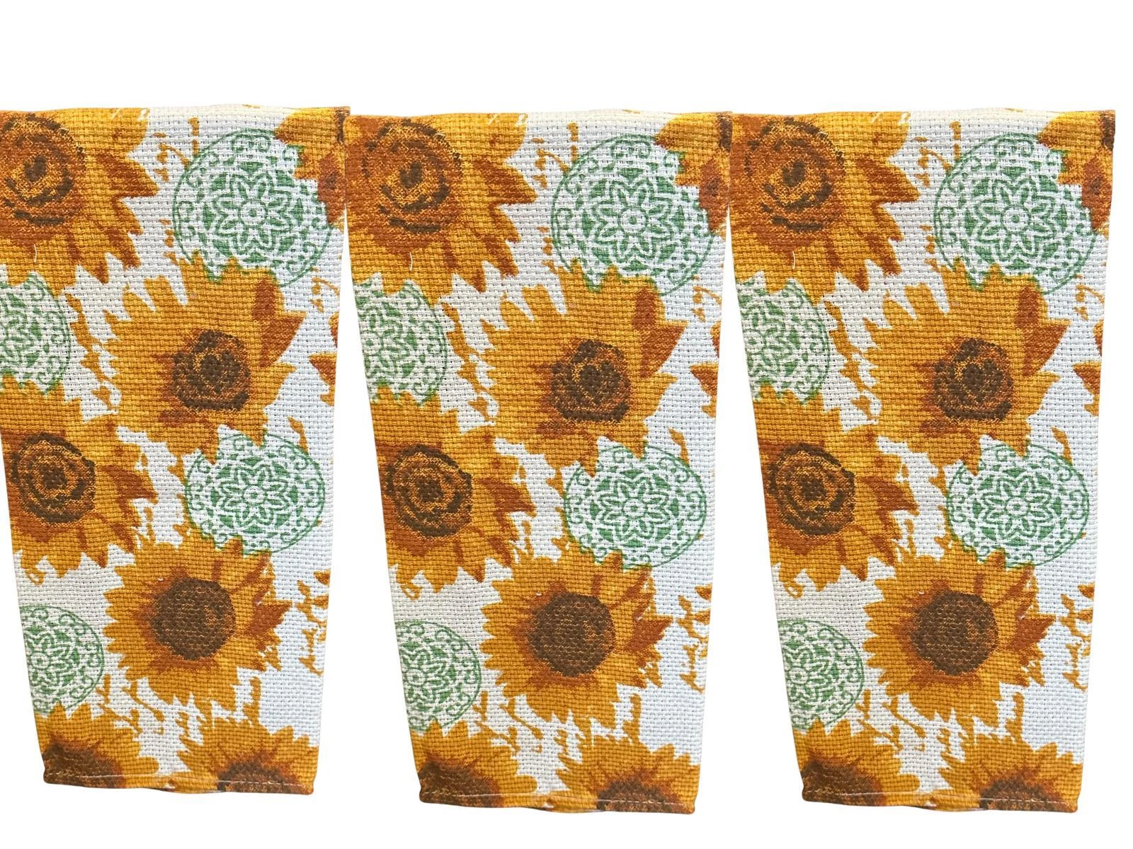 3 Pc Sunflower Kitchen Towel Set - 100% Cotton, Perfect Sunflower ...