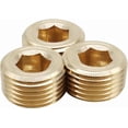 3 Pcs 1/2" NPT Male Brass Pipe Plug, Internal Hex Head Countersunk ...