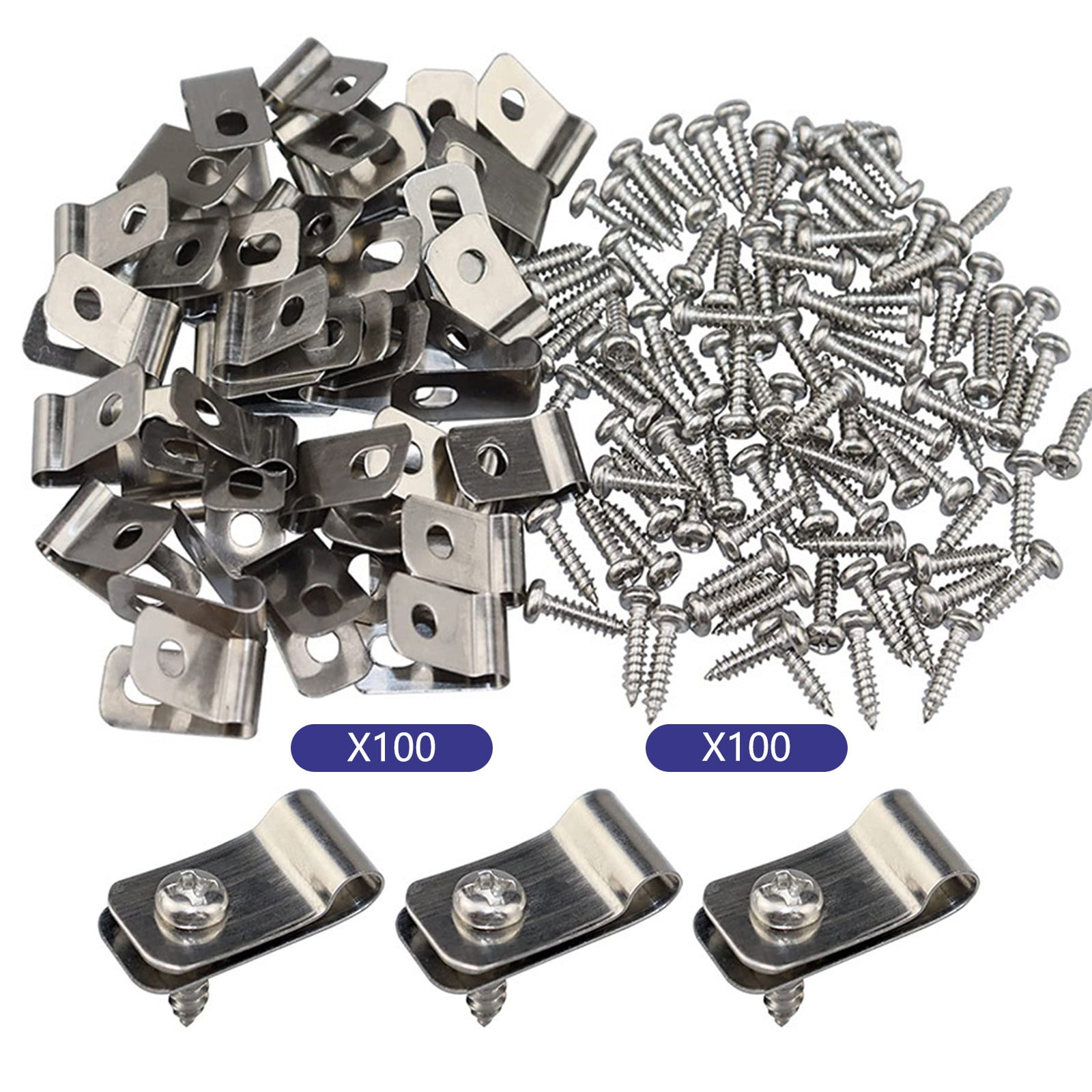 3 Pcs 100Pcs Metal Fence Clips with Screws for 12-16 Gauge Welded Vinyl ...