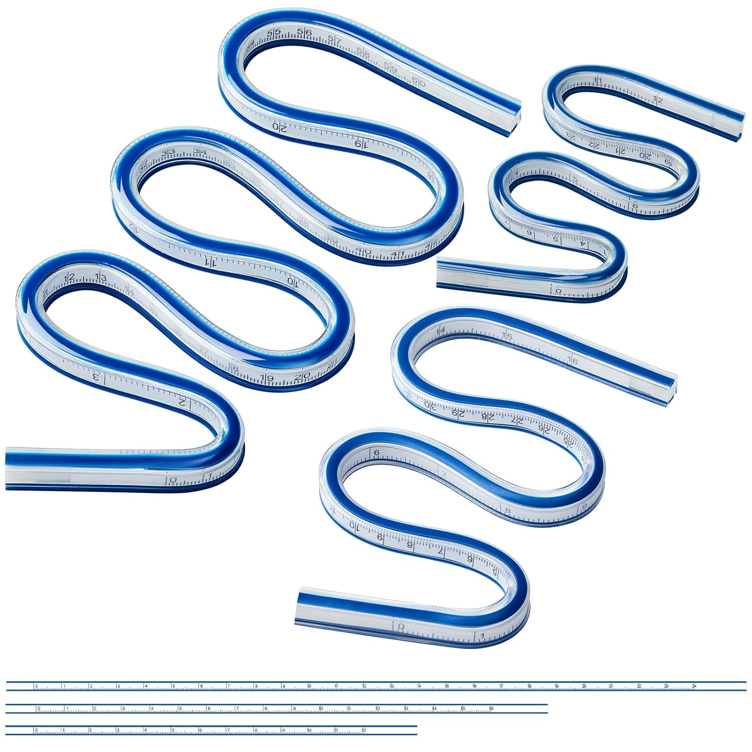 3 Pcs 12, 16, 24 Inch Flexible Curve Bendable Ruler for Drawing Sewing ...