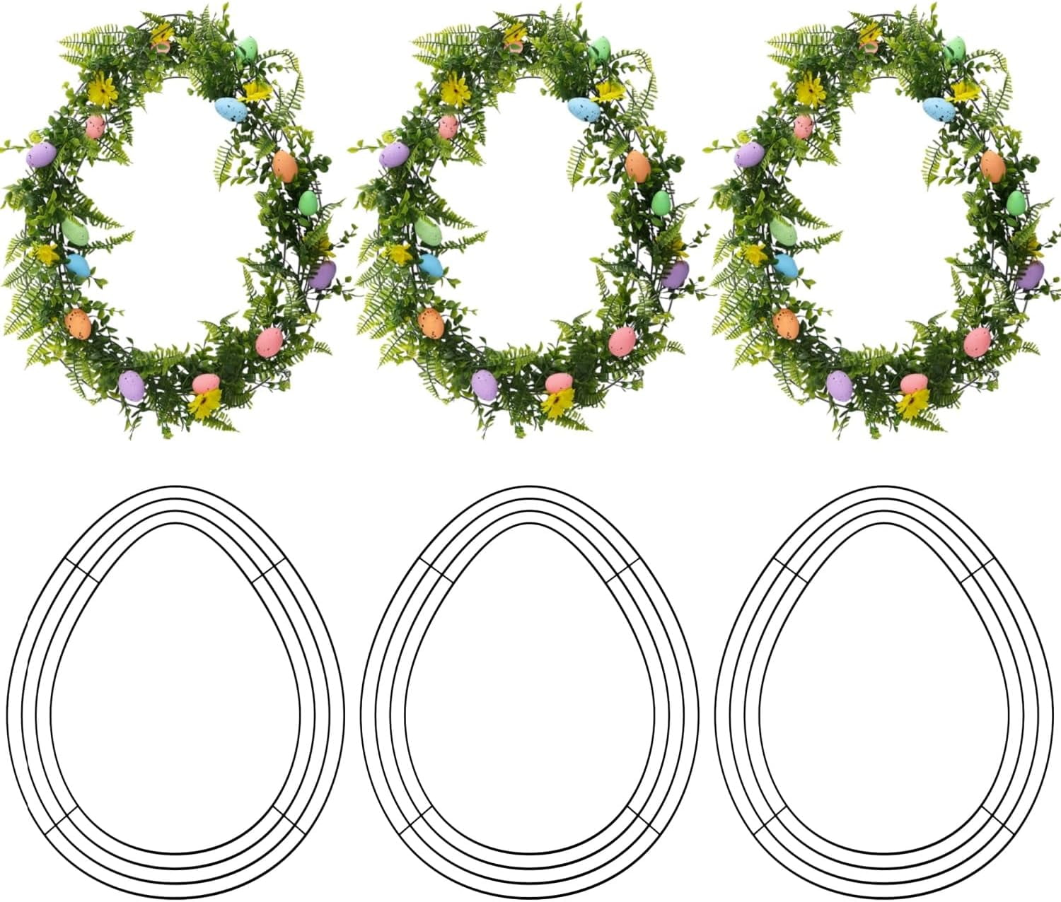 3 Pcs 12-16 inch Wreath Metal Frame Form Floral Garden Wire Wreath Form ...