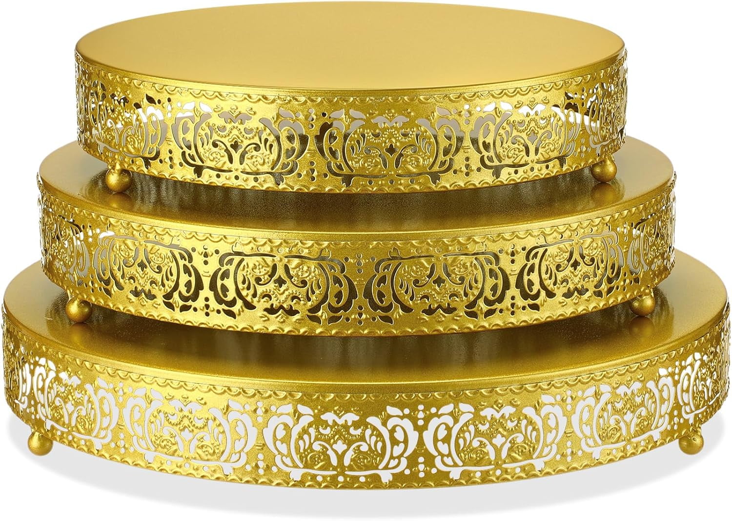 3 Pcs 16'' 14'' 12'' Metal Gold Cake Stand Round Cake Stands for ...
