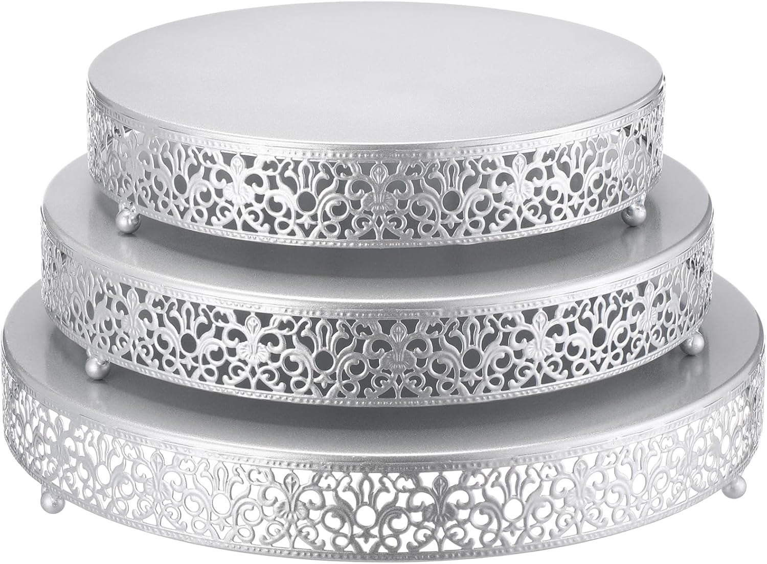 3 Pcs 16'' 14'' 12'' Metal Gold Cake Stand Round Cake Stands for ...