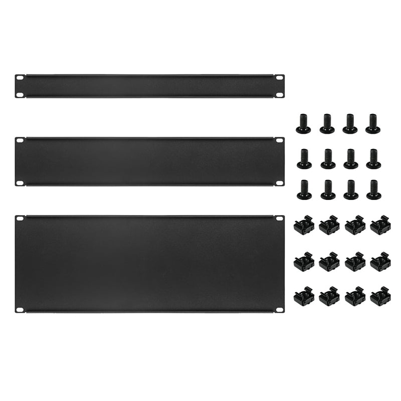 3 Pcs 1U 2U 4U Blank Panel Metal Rack Mount, Filler Mount Spacer Kit for Enclosure Server ...