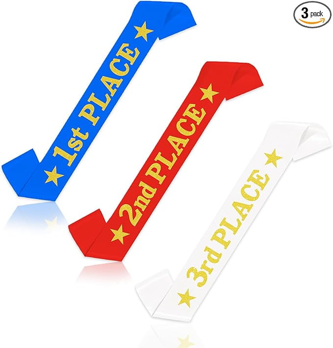 3 Pcs 1st 2nd 3rd Place Award Sash Set - Winner Satin Sashes Game ...