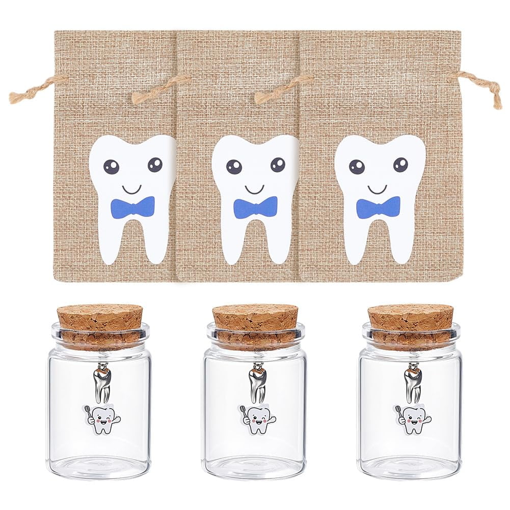 3 Pcs 2.17inch Tooth Storage Glass Bottles Glass Bottles with Cork ...