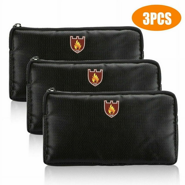 3 Pcs 2000℉ Fire Proof money Bag Fireproof Document Pouch Waterproof ...