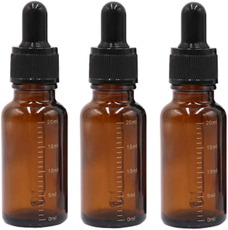 3 Pcs 20ml 0.67oz Empty Refillable Amber Glass Graduated Dropper Bottle ...