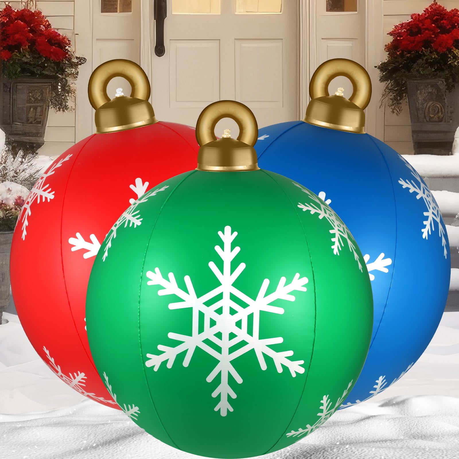3 Pcs 24 Inch Giant Inflatable Christmas Balls,Large Outdoor Inflatable ...