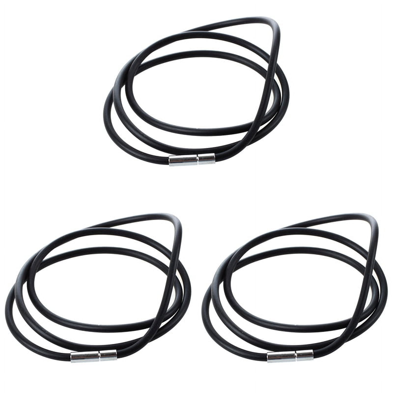 3 Pcs 25.5 Inch 3MM Rubber Neck Cord Necklace with Stainless Steel ...