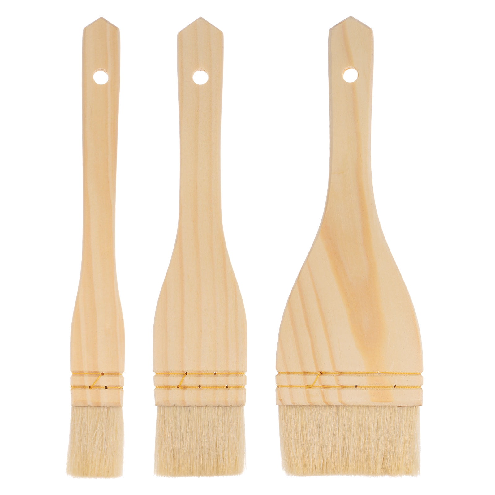 Uxcell Flat-Hake Brushes Set, 3 Sizes, Sheep Hair, Wood Handle, Watercolor, Oil, 3 Pcs - Walmart.com