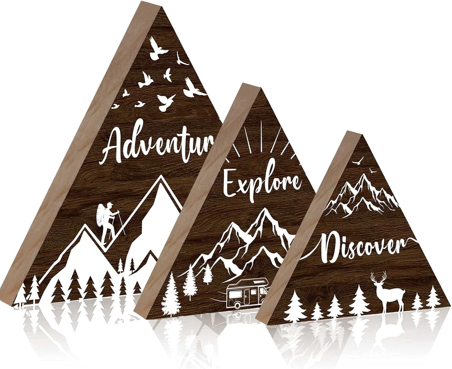 3 Pcs 3 Size Wooden Mountain Shelf Decorations Woodland Adventure ...