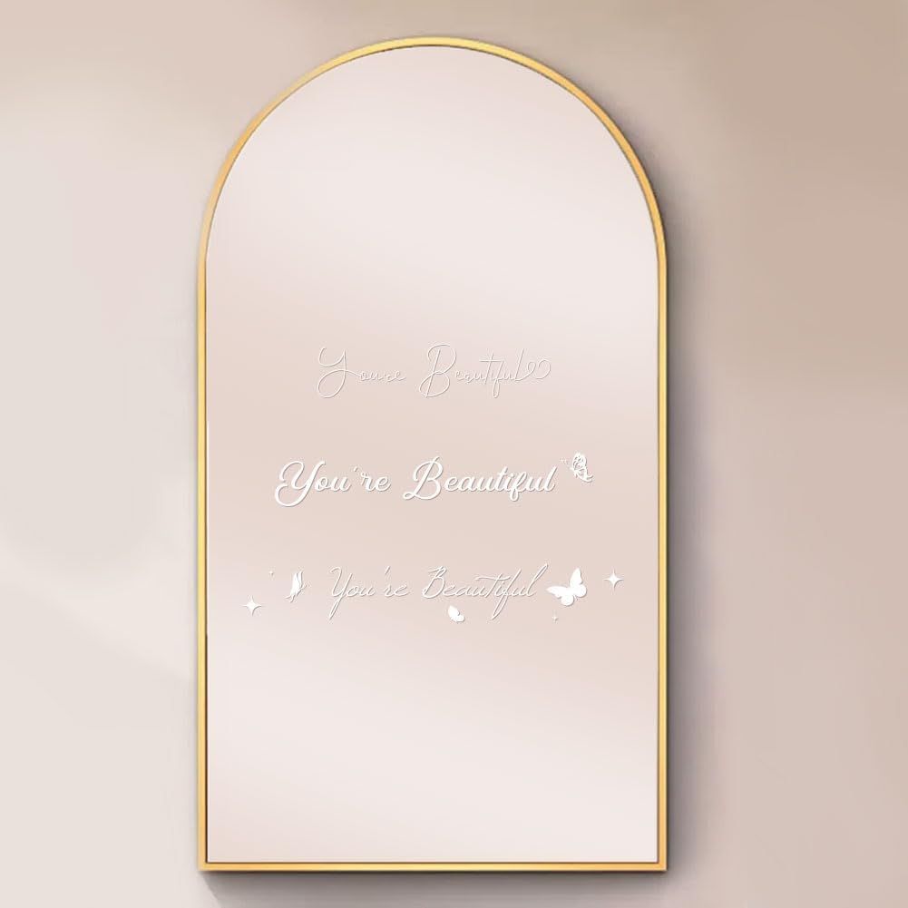 3 Pcs 3 Styles You're Beautiful Mirror Stickers Inspirational Quote ...