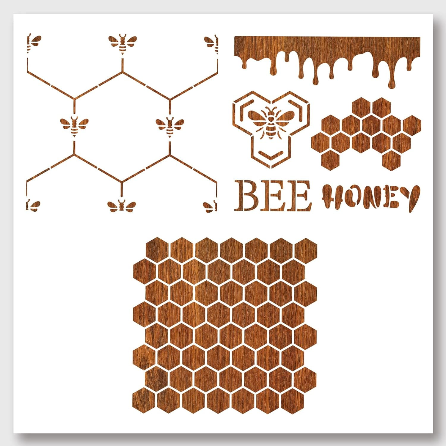 3 Pcs 3 Styles Bee Hive Painting Stencils Templates 11.8×11.8 Inch ...