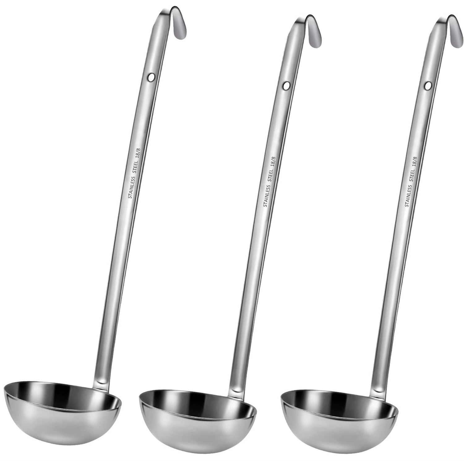 3 Pcs 3 oz Stainless Steel Soup Ladle Set,Bexikou Long Handle Serving ...