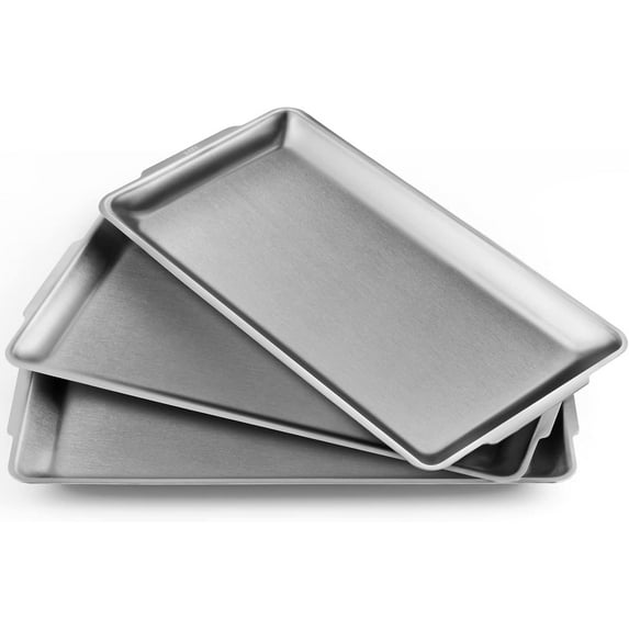 3 Pcs 304 Stainless Steel Serving Platters, 12.6" Rectangle Dinner ...