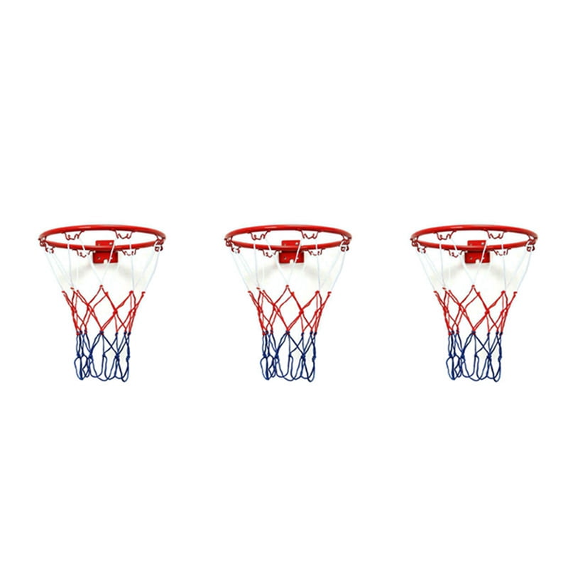 3 Pcs 32cm Wall Mounted Basketball Hoop Netting Metal Rim Hanging ...