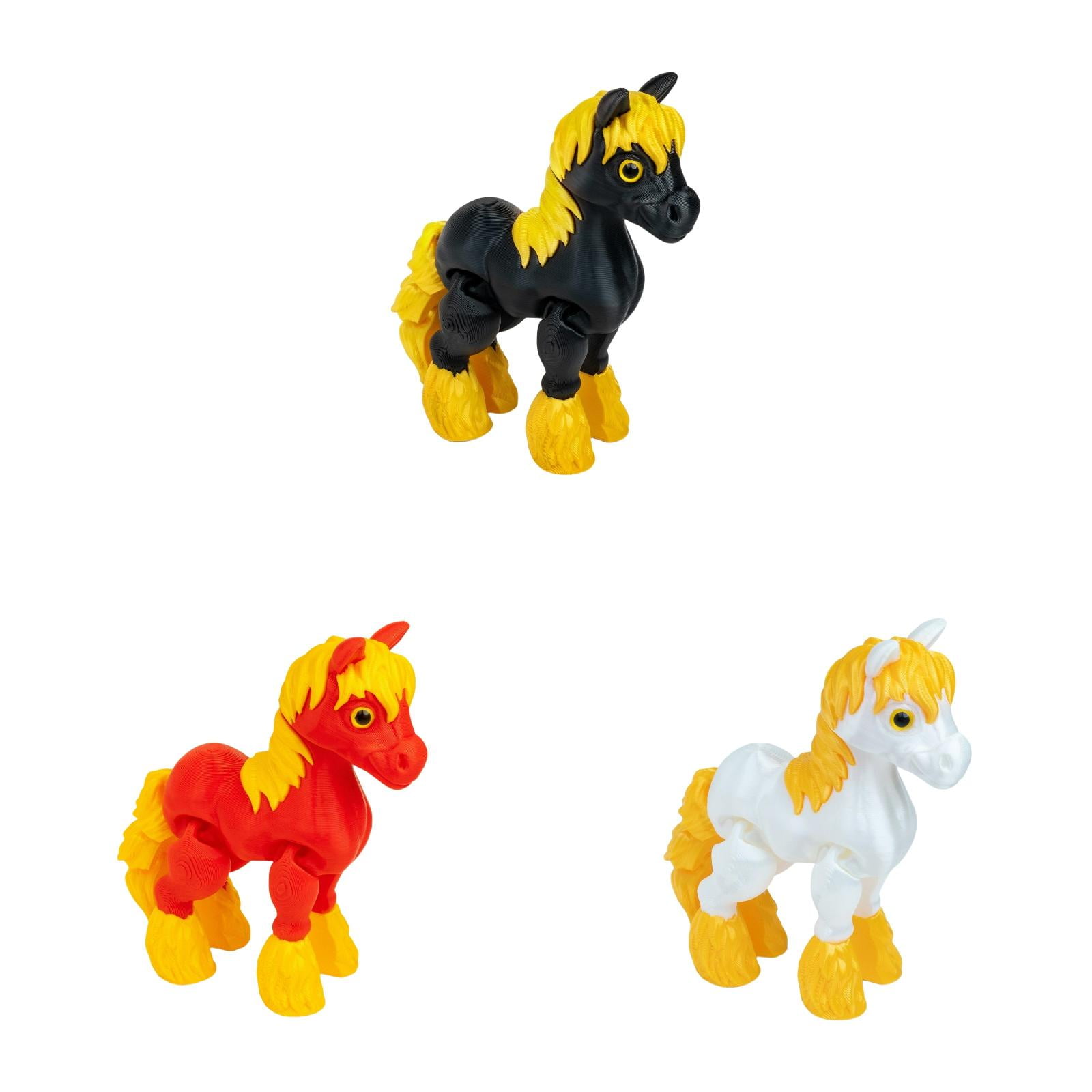 3 Pcs 3D Printed Horse Models 2026 Movable Legs Flexible Joint Animal ...