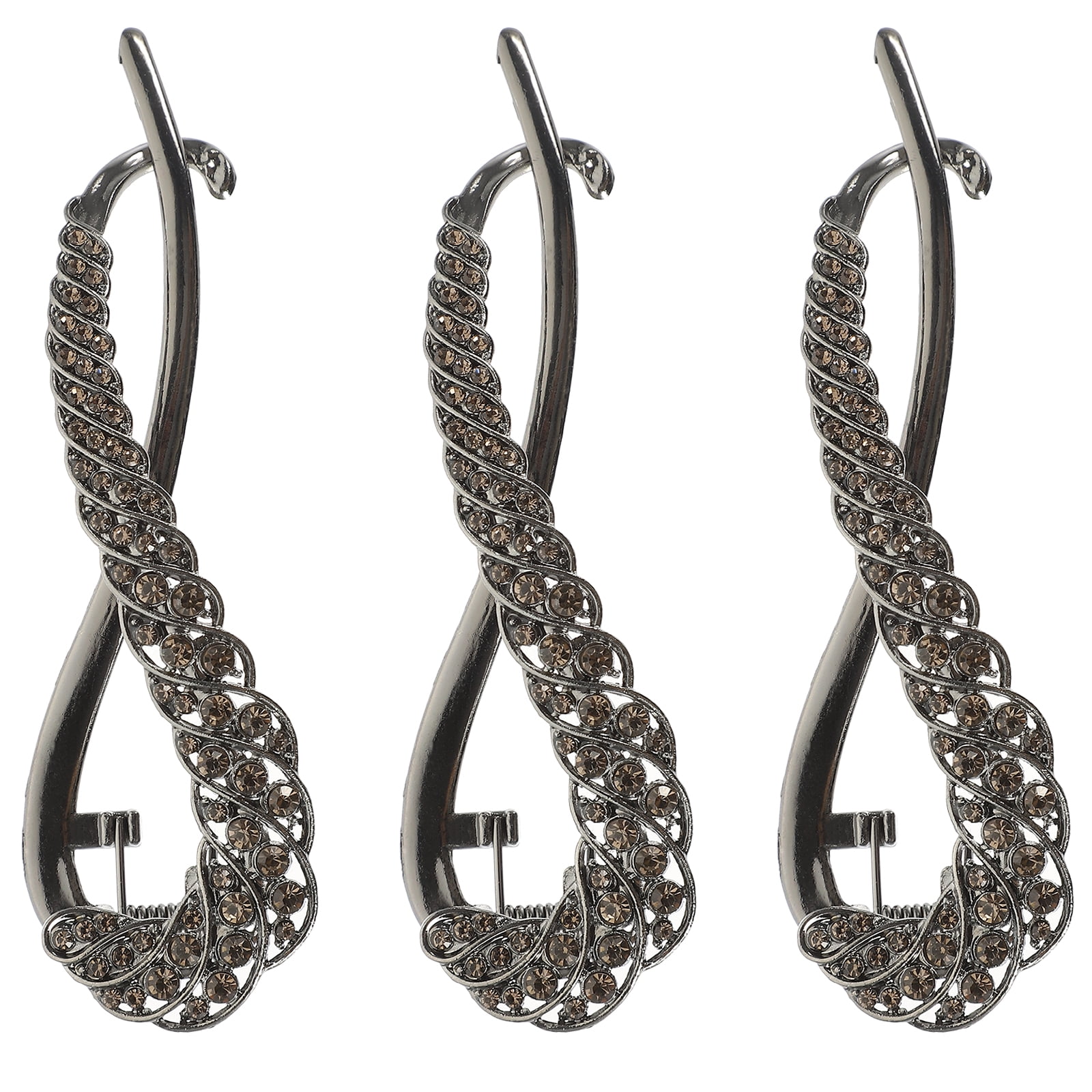 3 Pcs 3pcs (black) Twist Clip Hair Pin Rhinestone Bobby Pins Clips ...