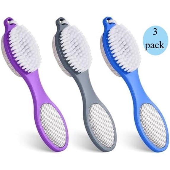 3 Pcs 4 in 1 Foot Brush for Use in Shower with Pumice Stone, Foot Rasp ...