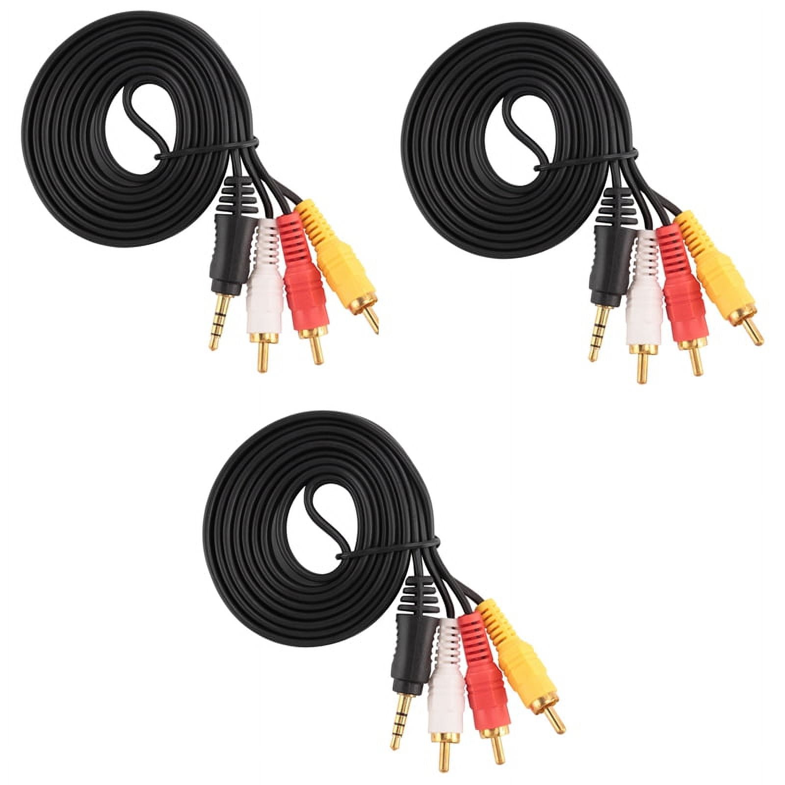 3 Pcs 4.9Ft 3.5mm Plug to 3 RCA Male Adapter AV Extension Cable for TV ...