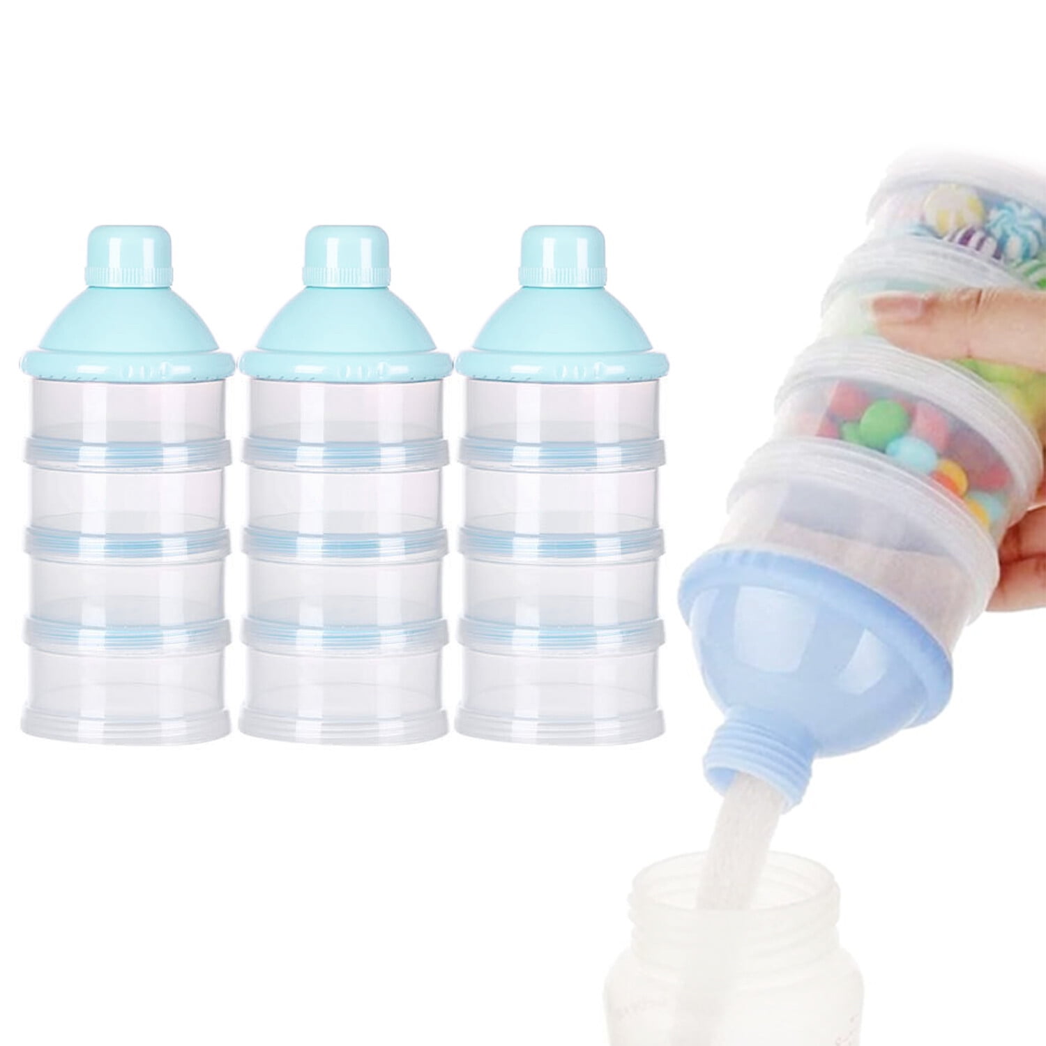 3 Pcs 4 Layers Baby Stackable Formula Dispenser Portable Milk Powder ...