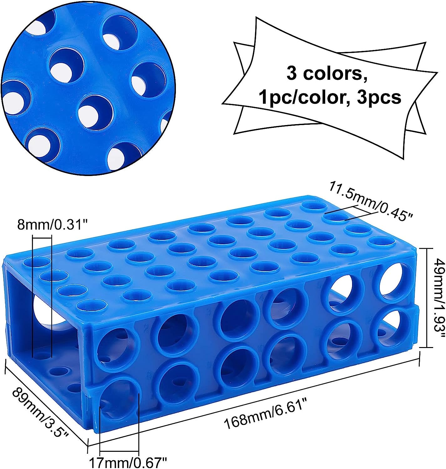3 Pcs 4-Way Tube Racks Test Tube Display Stands 3 Colors Plastic ...
