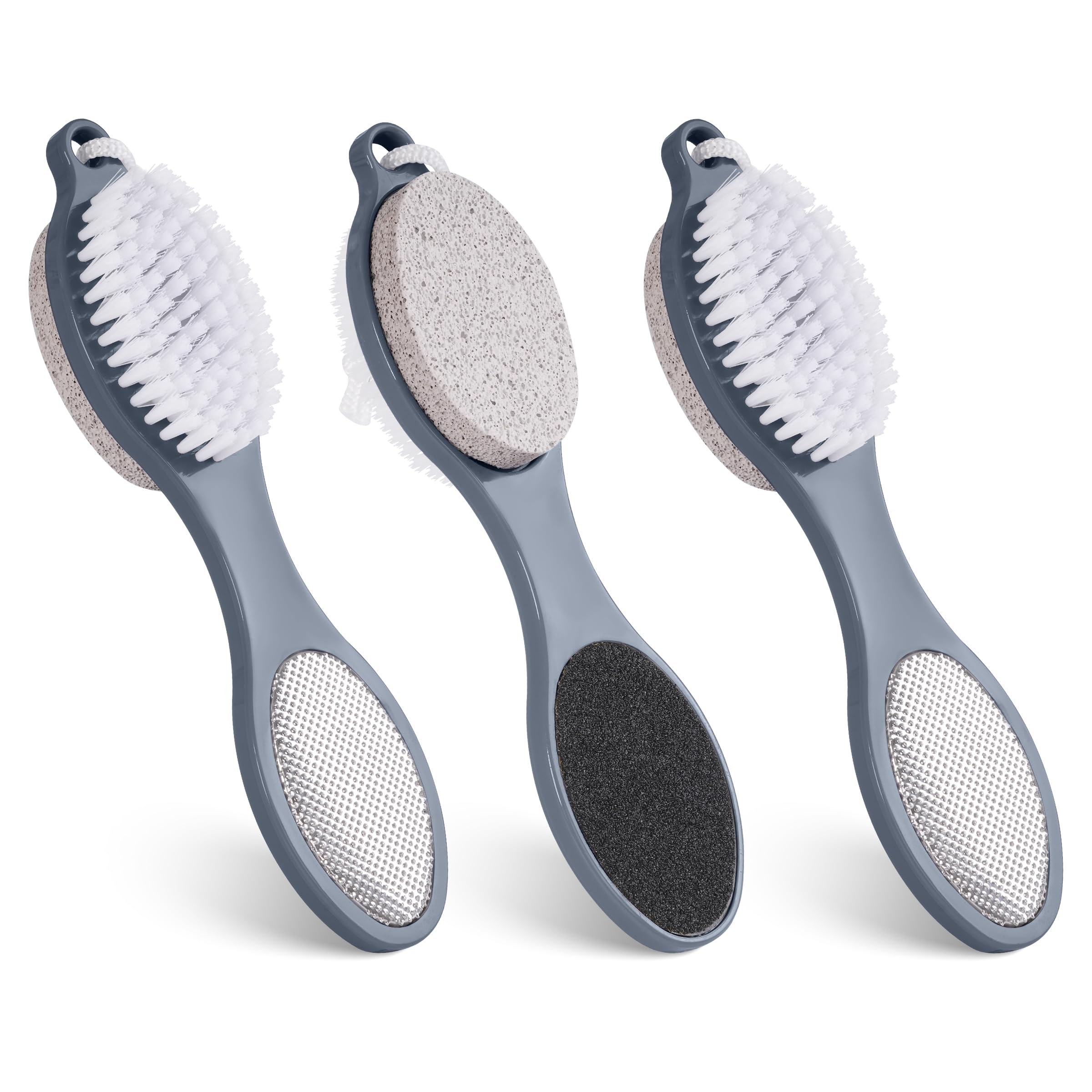 3 Pcs 4 in 1 Foot Brush for Use in Shower with Pumice Stone, Foot Rasp ...